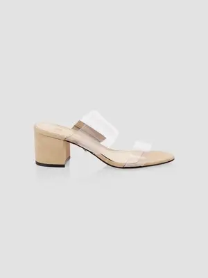 Schutz Victorie Vinyl & Suede Mules - Tan