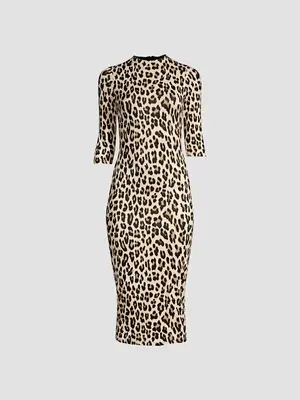 Alice + Olivia Delora Leopard Bodycon Dress - Textured Leopard