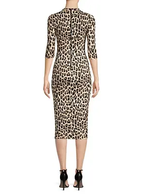 Alice + Olivia Delora Leopard Bodycon Dress - Textured Leopard