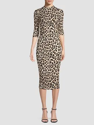 Alice + Olivia Delora Leopard Bodycon Dress - Textured Leopard
