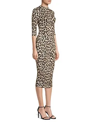 Alice + Olivia Delora Leopard Bodycon Dress - Textured Leopard