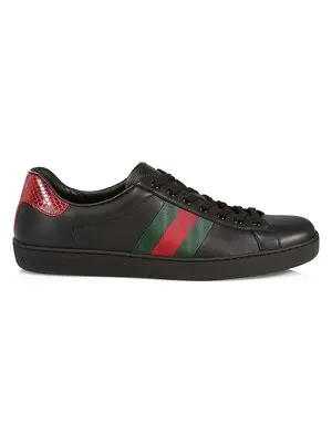 Gucci Men's GG Stripe Tennis Sneakers - White Blue  Black Rose