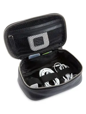 ROYCE NEW YORK Zippered Travel Tech Organizer Case - Black