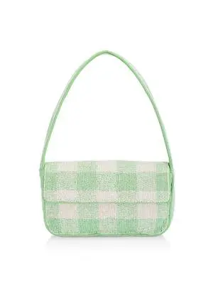 Staud Tommy Beaded Shoulder Bag Agave White