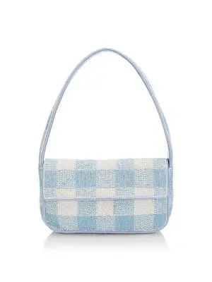 Staud Tommy Beaded Shoulder Bag Arctic Blue White