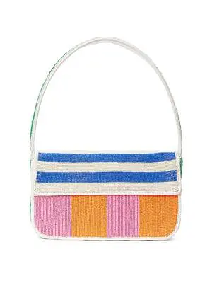 Staud Tommy Beaded Shoulder Bag Multi Rugby Stripe
