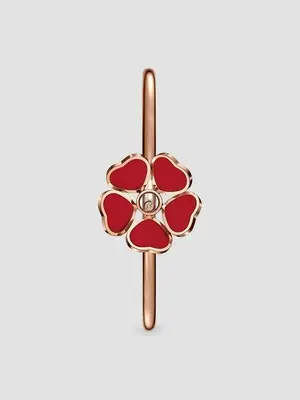 Chopard Happy Diamonds Happy Hearts Flower 18k Rose Gold, 0.05 Tcw Diamond & Stone Bangle - Red