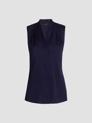 Kobi Halperin Mila Sleeveless Silk-blend Blouse Midnight Blue