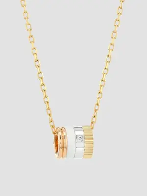 Boucheron Quatre White Edition Tri-tone 18k 0.01 Tcw Diamond & Hyceram Mini Pendant Necklace - Multi