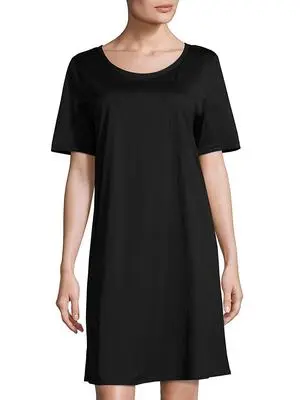 Hanro Cotton Deluxe Short-sleeve Gown Orchid