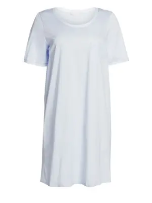 Hanro Cotton Deluxe Short-sleeve Gown - White