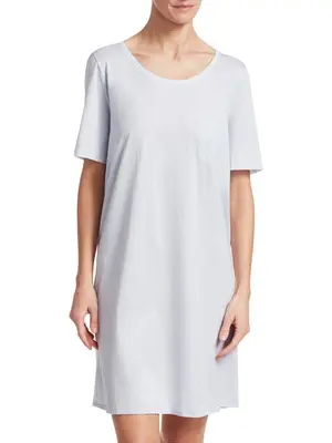 Hanro Cotton Deluxe Short-sleeve Gown - White