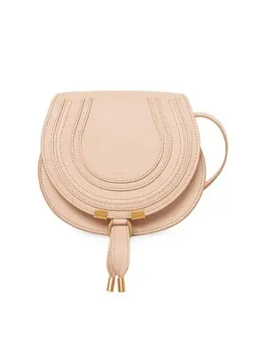 Chloé Chloé Small Marcie Leather Saddle Bag Deep Beige