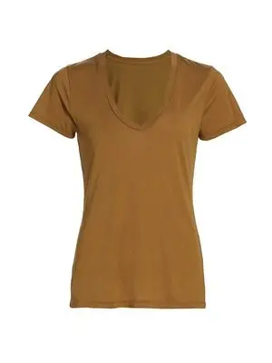 NILI LOTAN Carol V-neck T-shirt Burnt Ochre