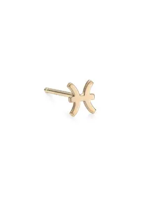 Zoe Chicco Itty Bitty 14k Yellow Gold Zodiac Sign Single Stud Earring Pisces