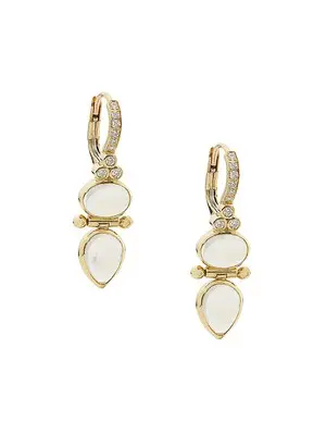 Temple St. Clair Florence86 18k Blue Moonstone & Diamond Dynasty Double-drop Earrings