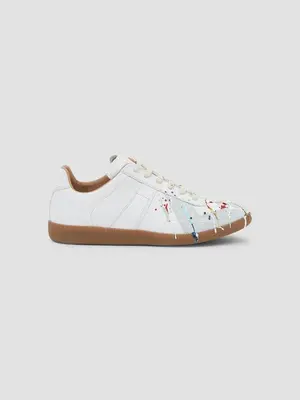 MAISON MARGIELA Replica Paint Splatter Leather Low-top Sneakers - White