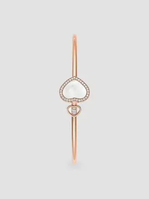 Chopard Happy Diamonds Happy Hearts 18k Rose Gold, 0.19 Tcw Diamond & Mother-of-pearl Bangle - White