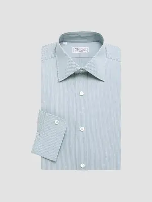 Charvet Mini Windowpane Check Dress Shirt - Green Blue