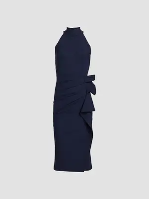 Chiara Boni La Petite Robe Halter Ruffle Midi Dress - Blue Notte