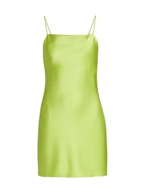 Alice + Olivia Harmony Mini Slip Dress Lime Punch