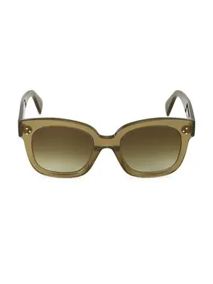 Celine 54mm Square Cat-eye Sunglasses Olive