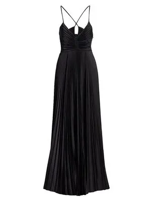 A.L.C. Aries Pleated Satin Gown Black