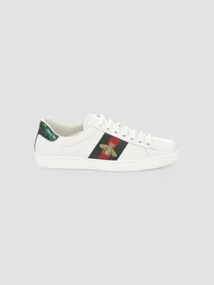 Gucci New Ace Bee Embroidered Sneakers - White