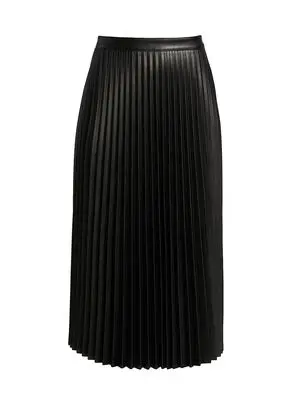 Proenza Schouler White Label Pleated Faux-leather Midi-skirt - Black