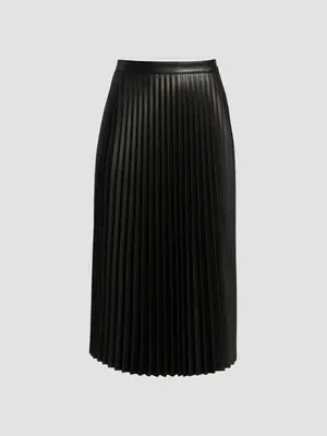 Proenza Schouler White Label Pleated Faux-leather Midi-skirt - Black