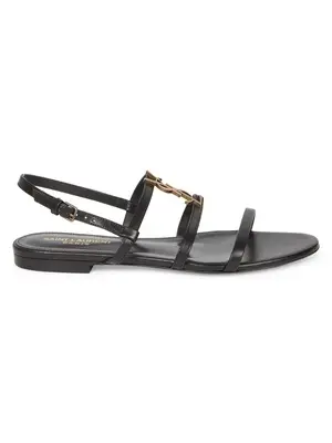 Saint Laurent Cassandra Leather Slingback Sandals - Nero