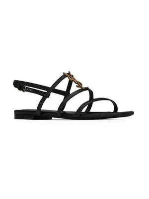 Saint Laurent Cassandra Leather Slingback Sandals - Nero