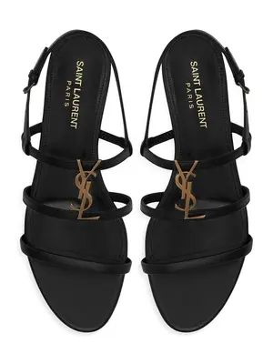 Saint Laurent Cassandra Leather Slingback Sandals - Nero