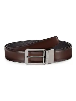 Ermenegildo Zegna Adjustable & Reversible Cut-To-Size Leather Belt - Black Brown