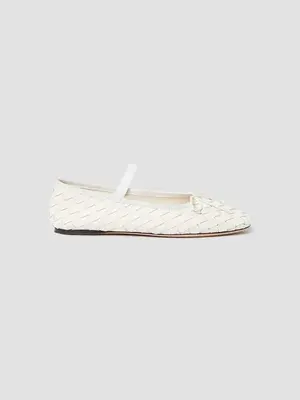 LOEFFLER RANDALL Leonie Leather Ballet Flats Cream