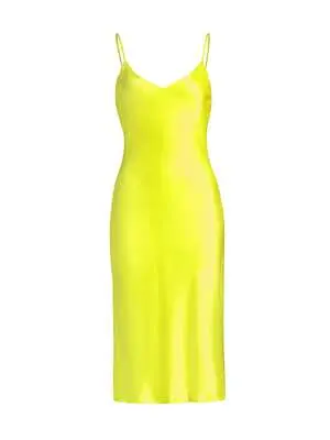 L'Agence Jodie Silk Slip Dress Chartreuse