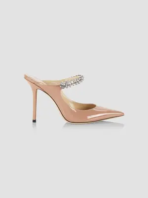 JIMMY CHOO Bing 100mm Embellished Patent Leather Mules - Ballet Pink