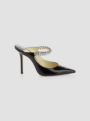 JIMMY CHOO Bing 100mm Embellished Patent Leather Mules - Black