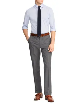 Ralph Lauren Purple Label Greg Flat-front Wool Pants - Grey