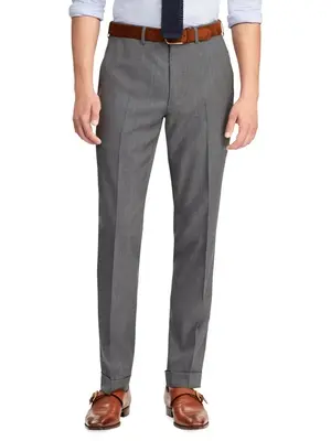 Ralph Lauren Purple Label Greg Flat-front Wool Pants - Grey