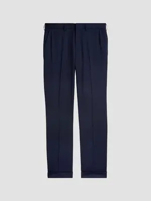 Ralph Lauren Purple Label Greg Flat-front Wool Pants - Navy