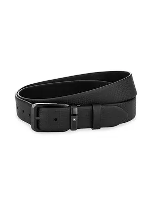 Montblanc Men's Reversible Leather Pin Buckle Belt - Black - Black