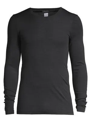 Hanro Men's Woolen Silk Long Sleeve Crewneck Tee - Beige  - Beige