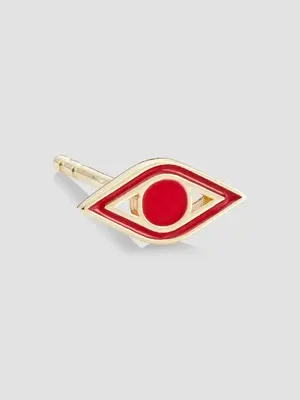 SYDNEY EVAN 14k Yellow Gold & Enamel Mini Evil Eye Stud Earring - Red