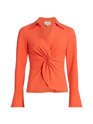 Cinq À Sept Mckenna Twist-front Blouse Fire Coral
