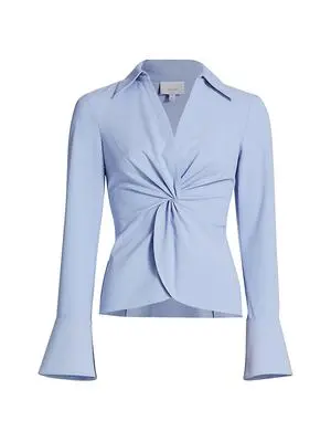 Cinq À Sept Mckenna Twist-front Blouse Hydrangea Blue