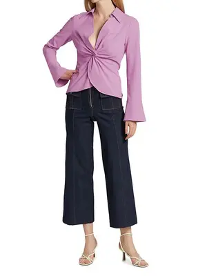 Cinq À Sept Mckenna Twist-front Blouse - Ivory