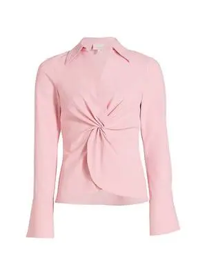 Cinq À Sept Mckenna Twist-front Blouse Pink Quartz