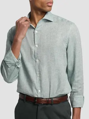 Canali Solid Linen Sport Shirt