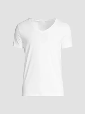 Hanro Cotton Superior Short Sleeve V-neck Tee - Neutral
